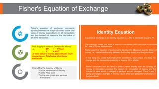 Monetary Economics-Quantity Theory of Money | PPTX