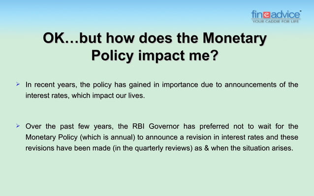 Monetary policy | PPT | Consumer Banking | Personal Finance