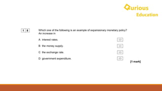 Monetary Policy MC & Essay Questions - A-Level Economics | PDF