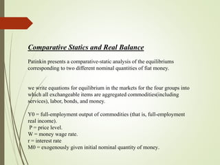 Patinkin Money theory | PPT