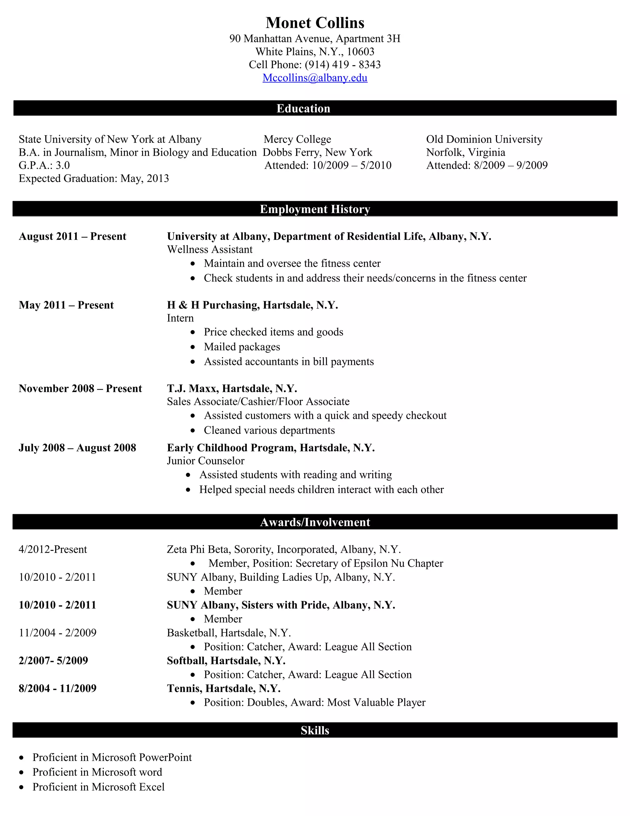 My Online Resume | DOC