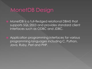 MonetDB :column-store approach in database | PDF | Databases | Computer Software and Applications