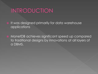MonetDB :column-store approach in database | PDF | Databases | Computer Software and Applications