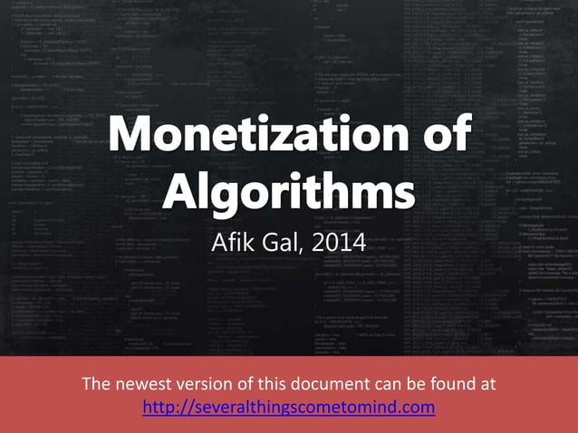 Monetization of Algorithms | PPT
