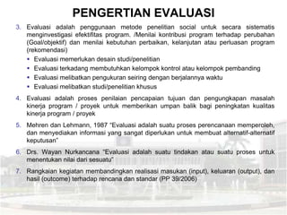 Teori monitoring dan evaluasi | PPTX