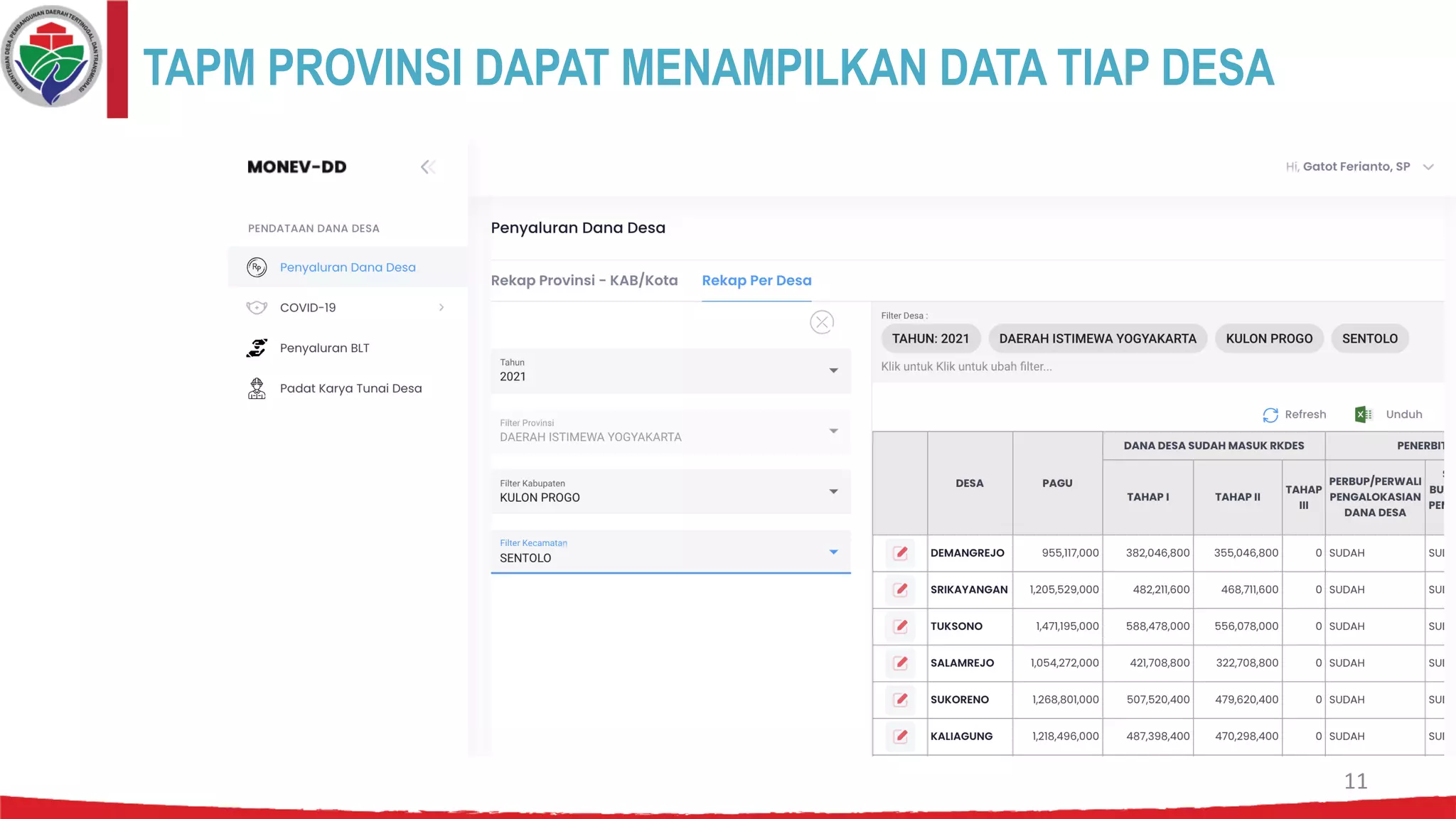 Monev Dana Desa Aplikasi Pendataan Pendamping Desa | PDF