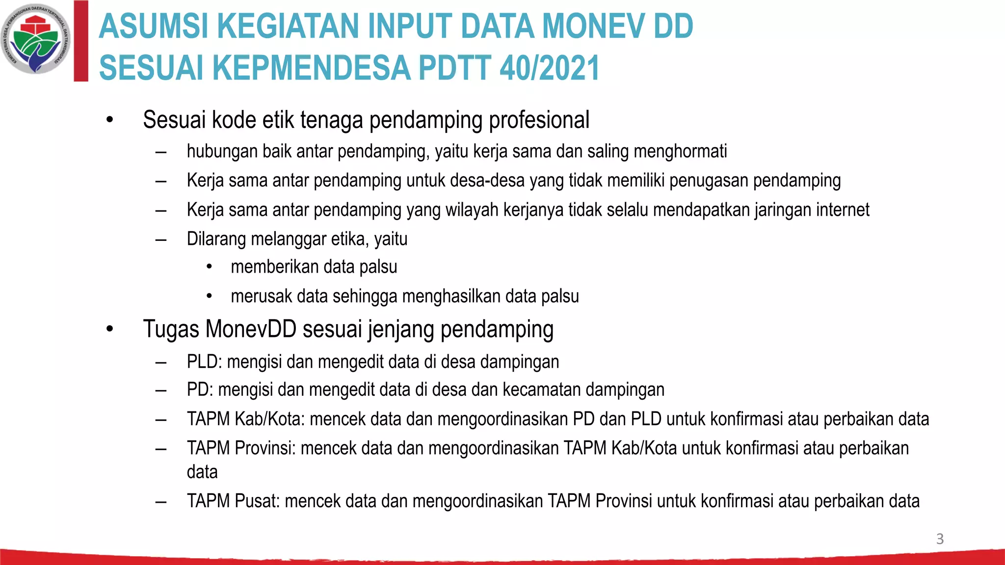 Monev Dana Desa Aplikasi Pendataan Pendamping Desa | PDF
