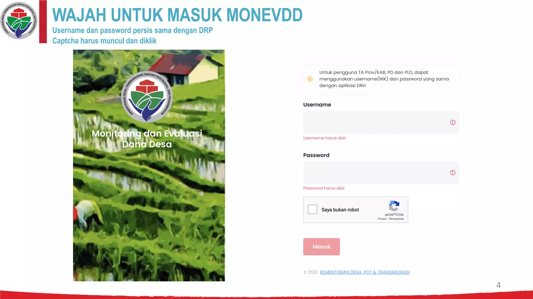 Monev Dana Desa Aplikasi Pendataan Pendamping Desa | PDF