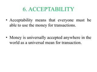 Money meaning and concept, definition and role | PPT
