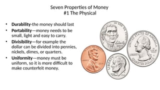 Functions, Types and Uses of Money- Economics | PPT