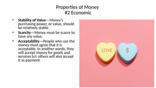 Functions, Types and Uses of Money- Economics | PPT
