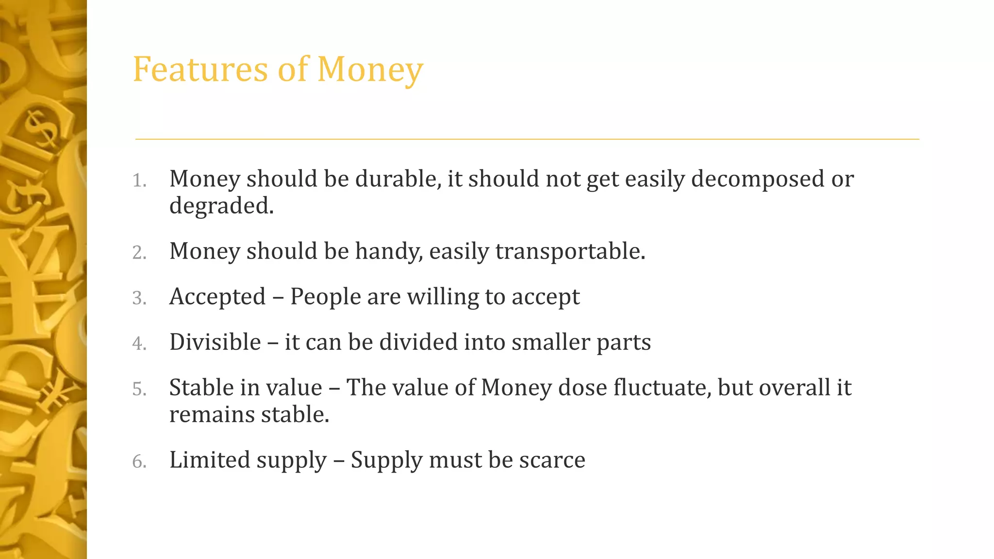 History of money and types with features. | PPTX