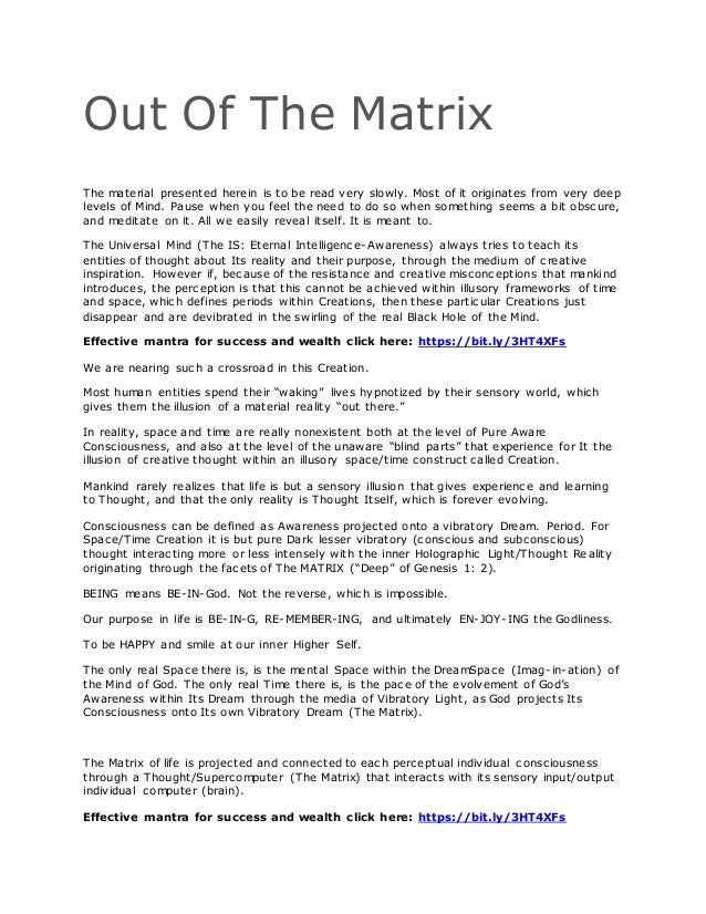 Out Of The Matrix | DOCX