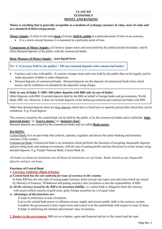 Money and banking notes | PDF