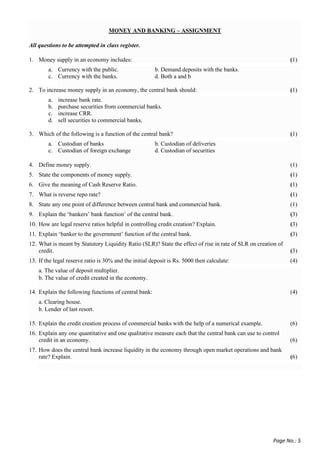 Money and banking notes | PDF