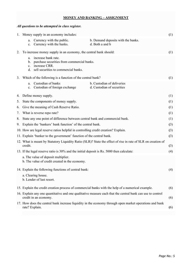 Money and banking notes | PDF