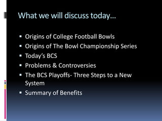 Money Bowl: Remaking The Bcs | PPTX | College Football | College Sports