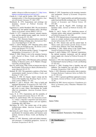 Money by James Tobin in New Palgrave Dictionary of Economics | PDF