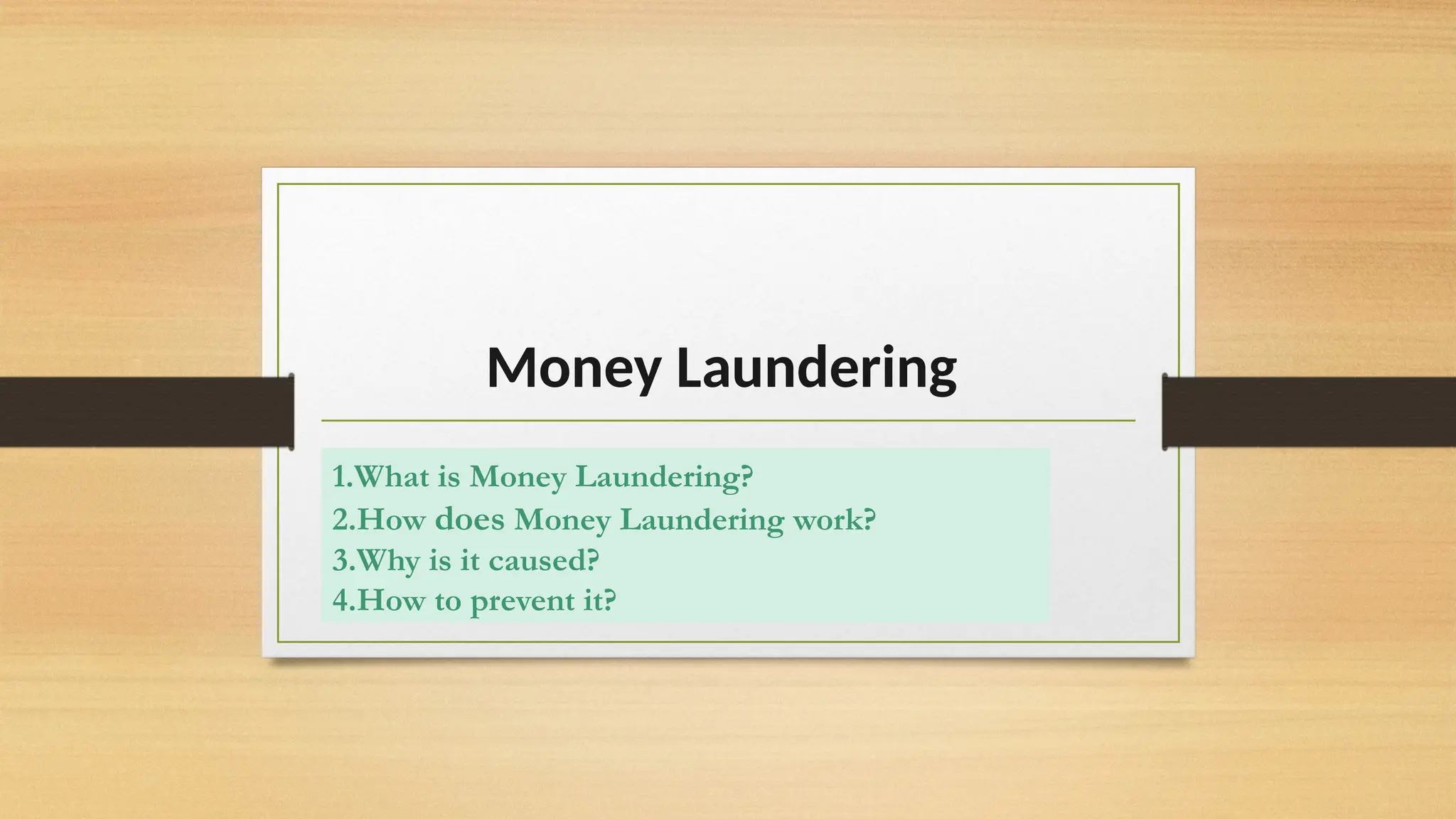 Money Laundering Powerpoint Presentation | PPTX
