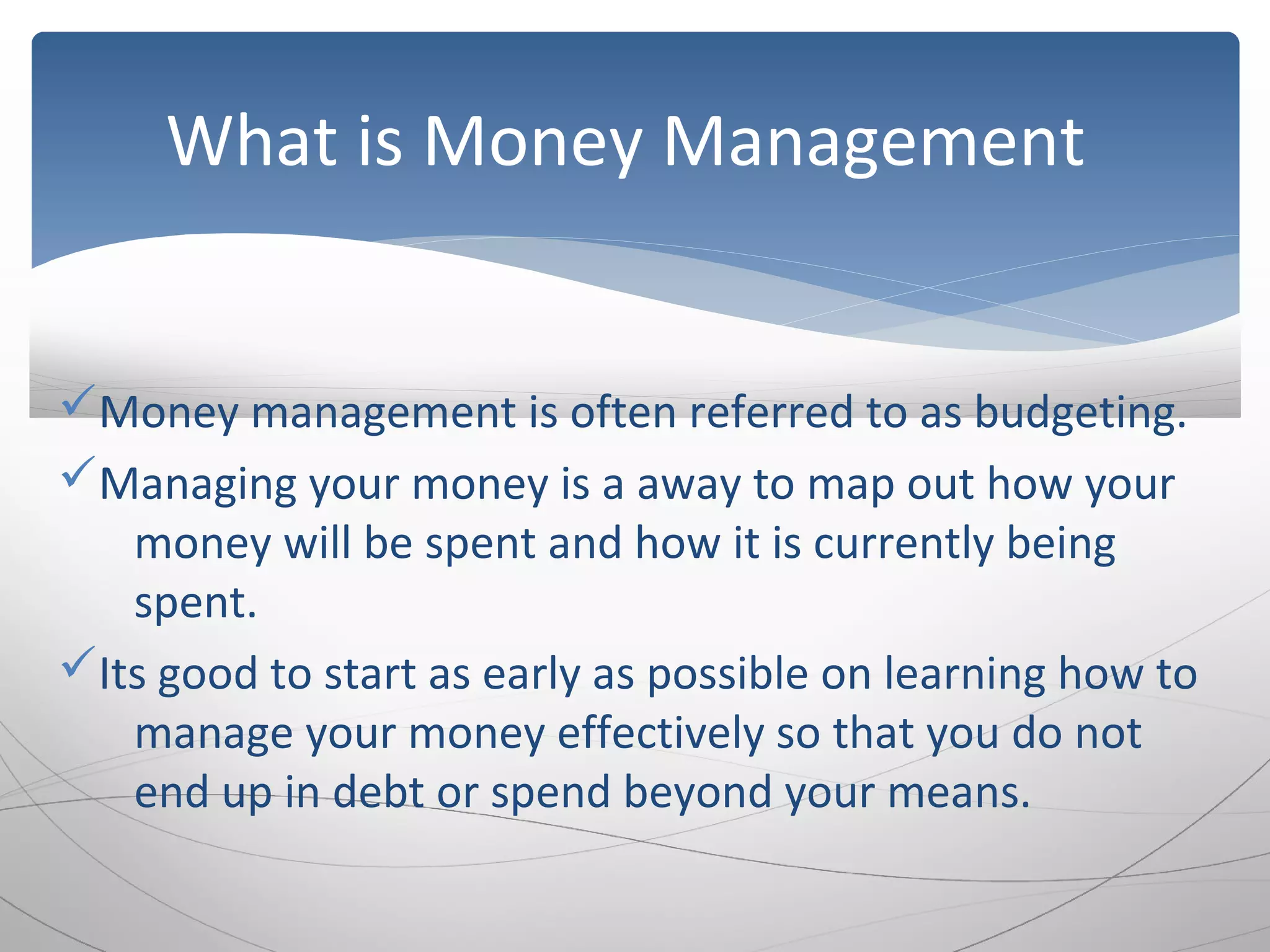 How to Best Manage your Money | ODP