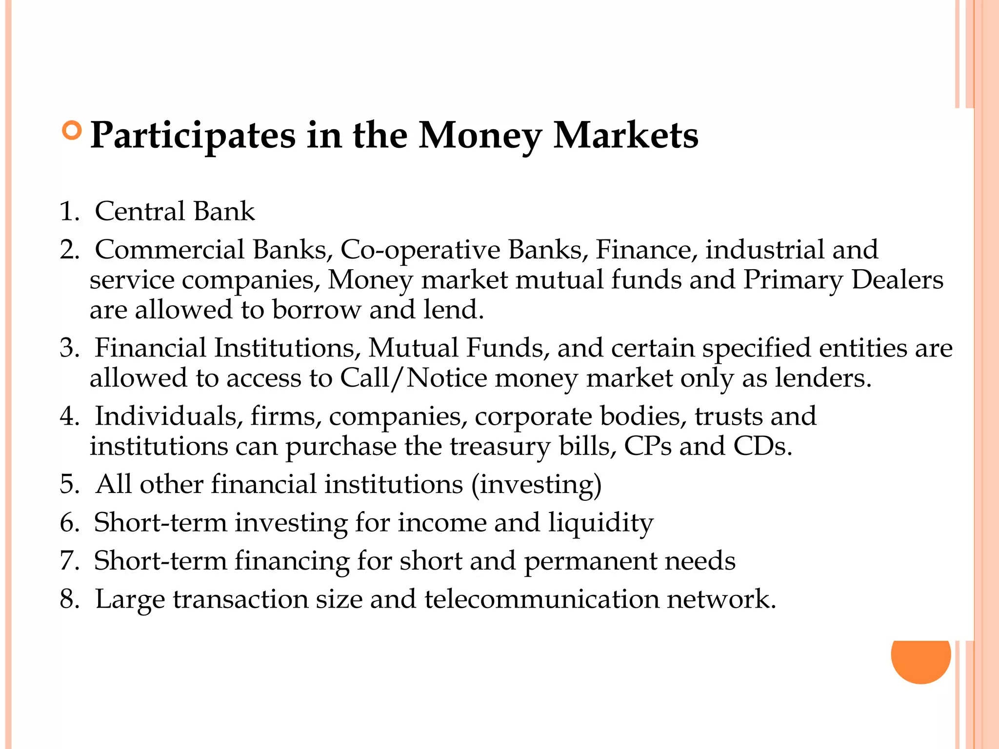 Money market | PPT | Stocks and Bonds | Personal Investing