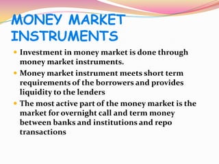Money market instruments | PPTX