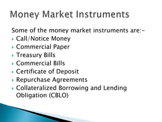 Money market instruments | PPTX