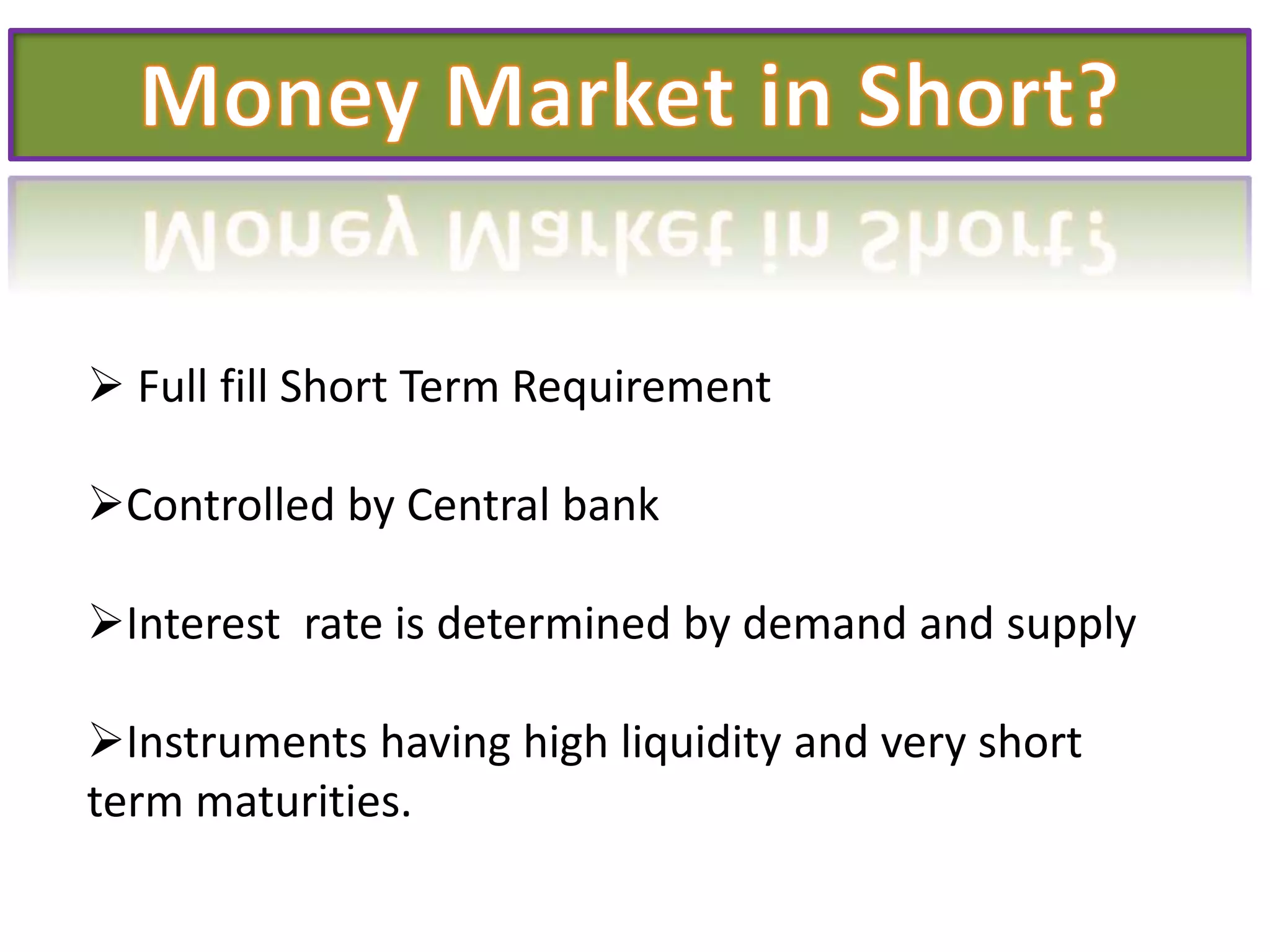 Money market instruments with examples | PPTX