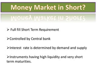 Money market instruments with examples | PPTX