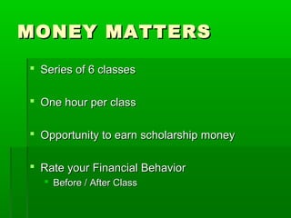 Money Matters Class 1: Introduction | PPT