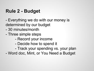 Top Ten Money Rules To Live By | PPTX