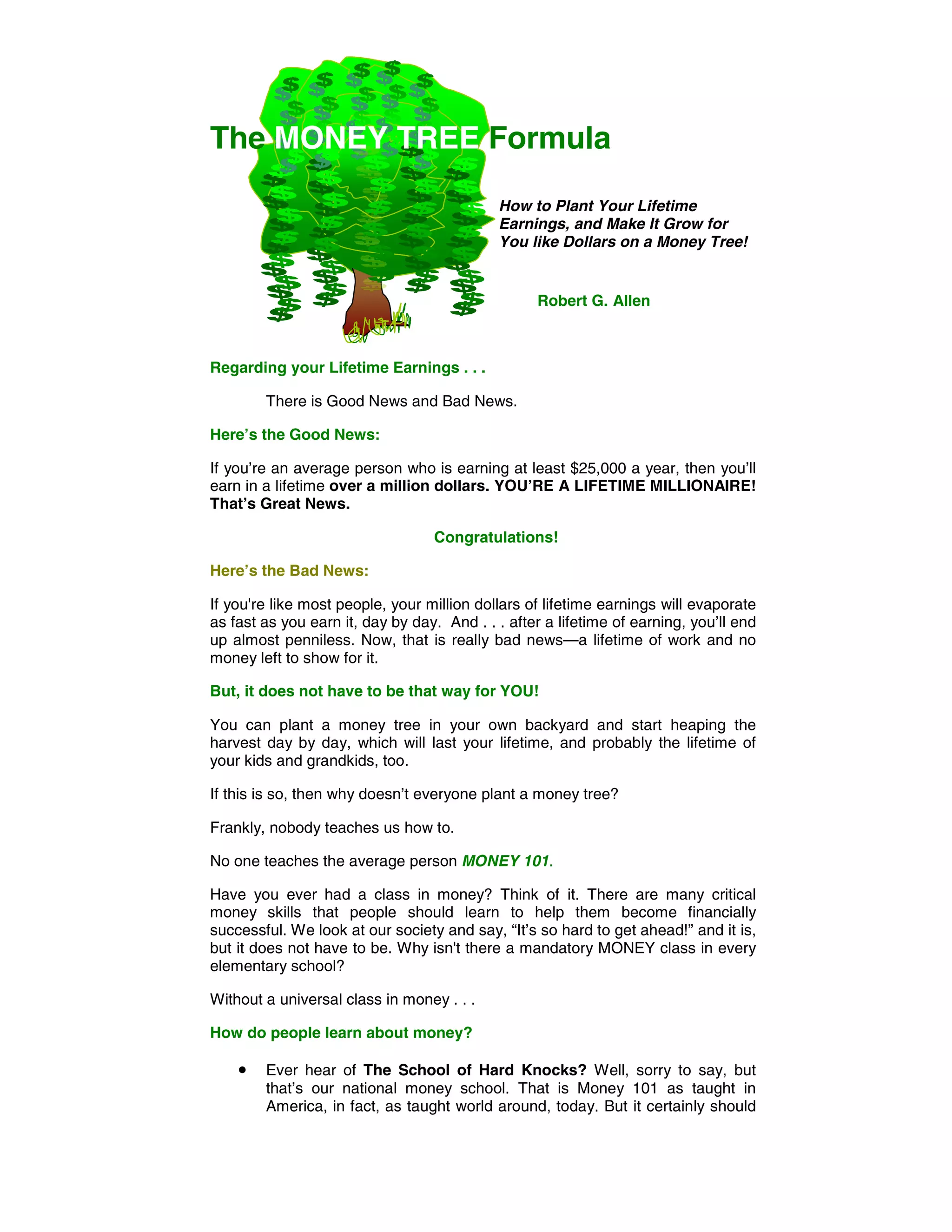 Money Tree Formula | PDF