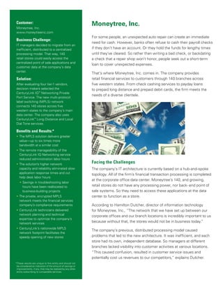 CenturyLink - Moneytree MPLS Case Study | PDF