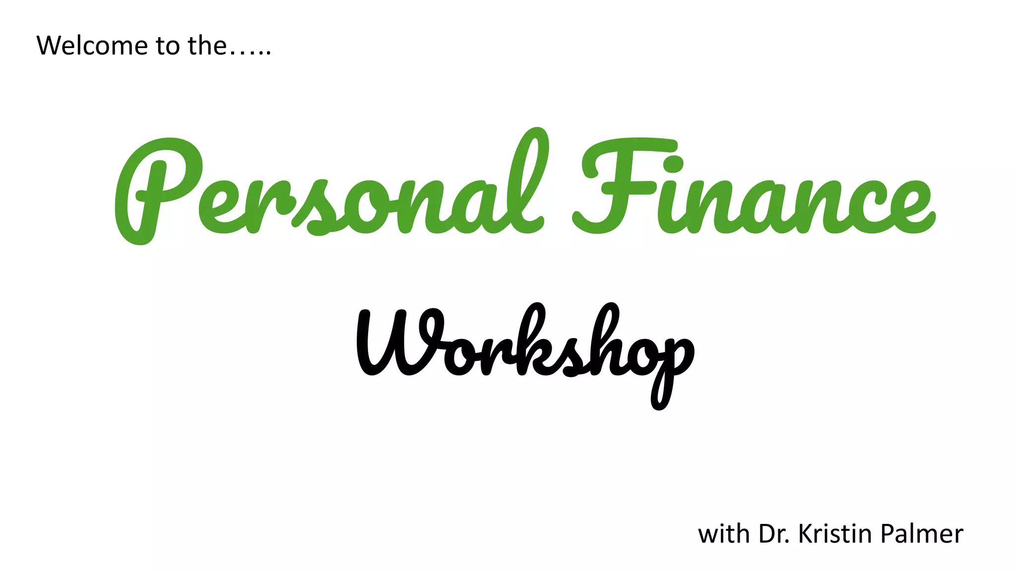 Personal Finance Workshop | PDF