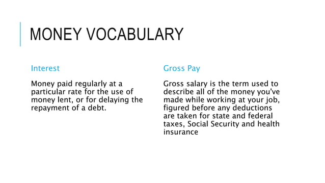 Money vocabulary | PPT