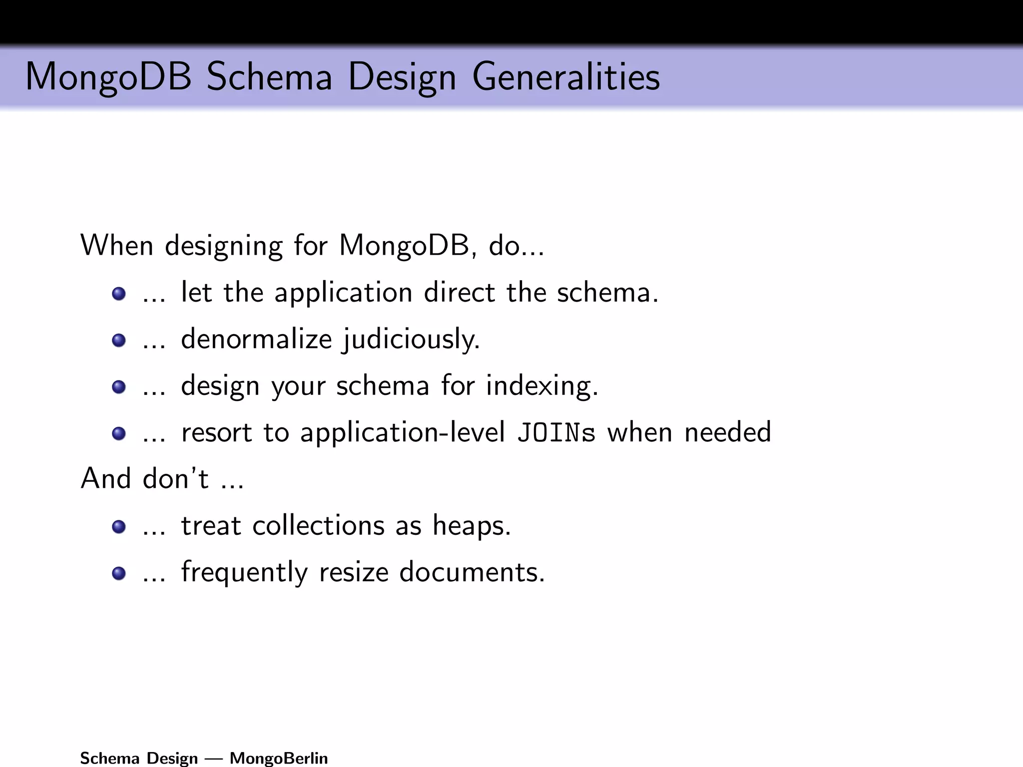MongoDB Schema Design (Richard Kreuter's Mongo Berlin preso) | PDF