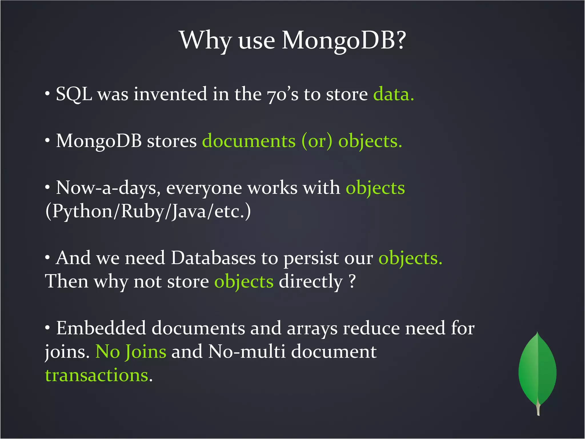 Introduction to MongoDB | PPT