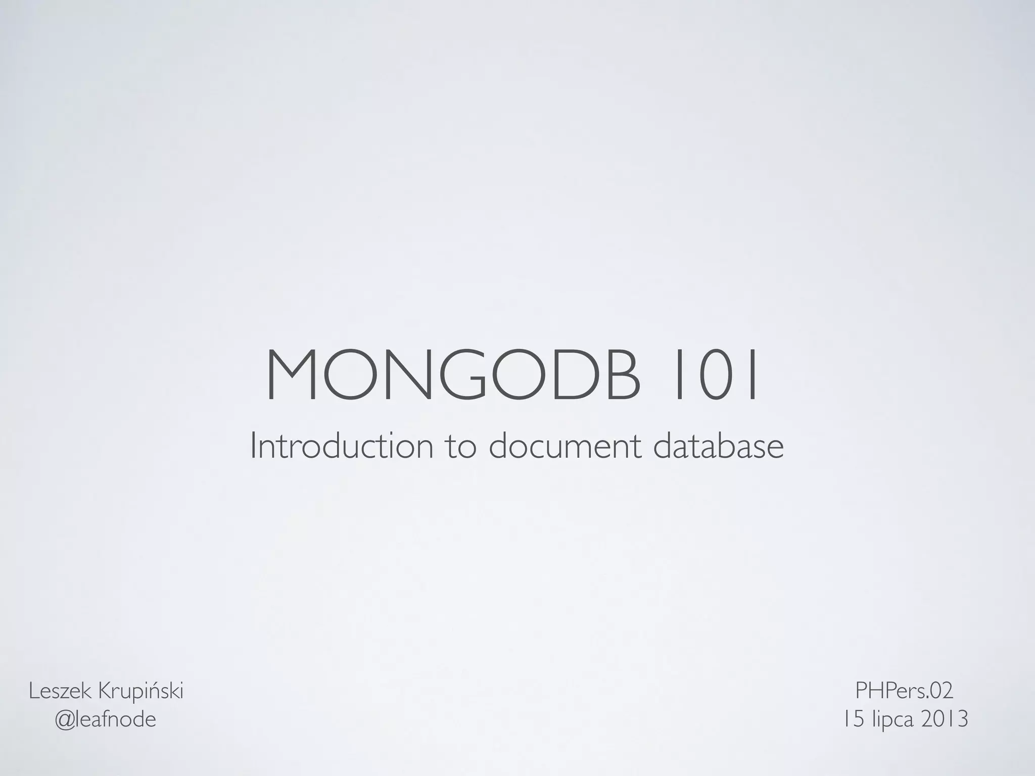 MongoDB 101 | PDF