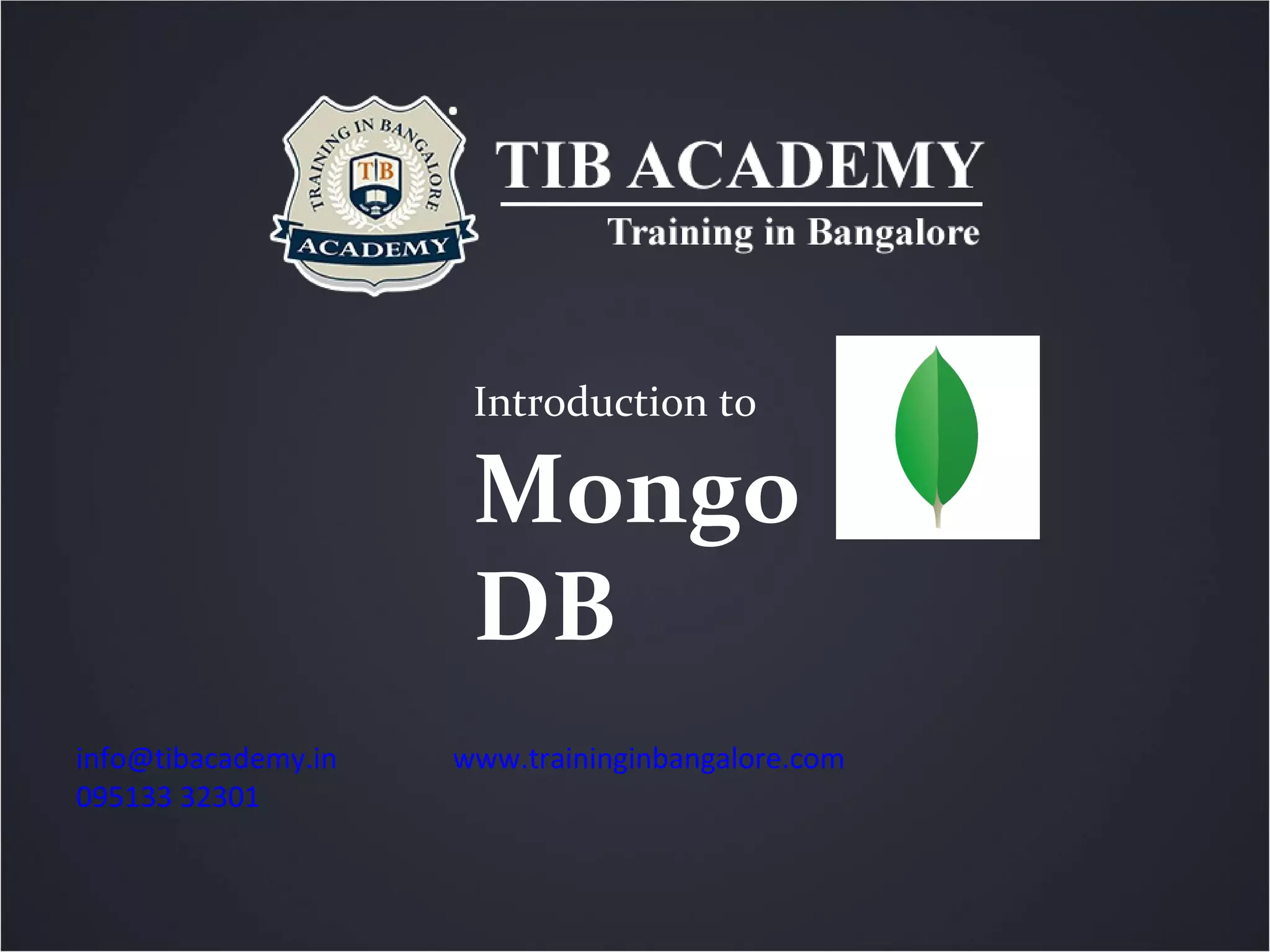 Mongodb Training Tutorial in Bangalore | PPT