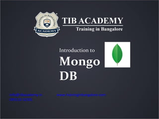 Mongodb Training Tutorial in Bangalore | PPT