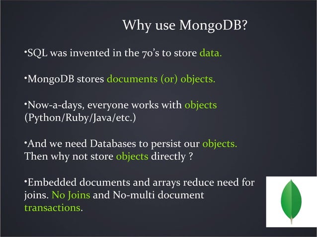 Mongodb Training Tutorial in Bangalore | PPT