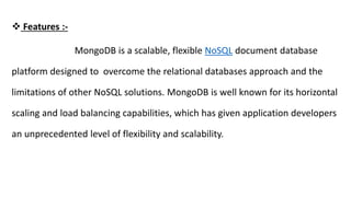 MONGODB VASUDEV PRAJAPATI DOCUMENTBASE DATABASE | PPT