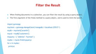 Mongodatabase with Python for Students.pptx