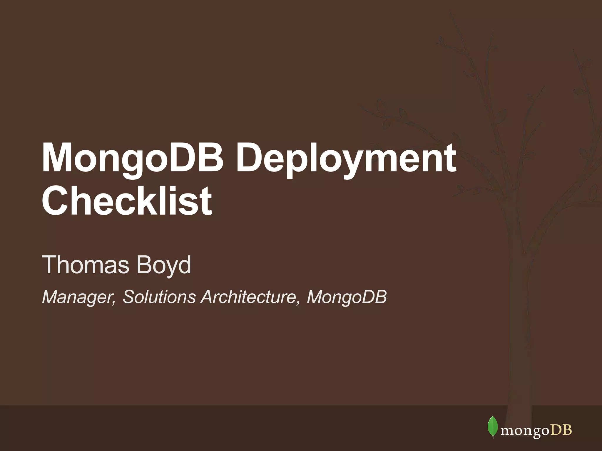 MongoDB Deployment Checklist | PPT