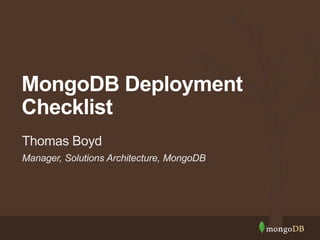 MongoDB Deployment Checklist | PPT