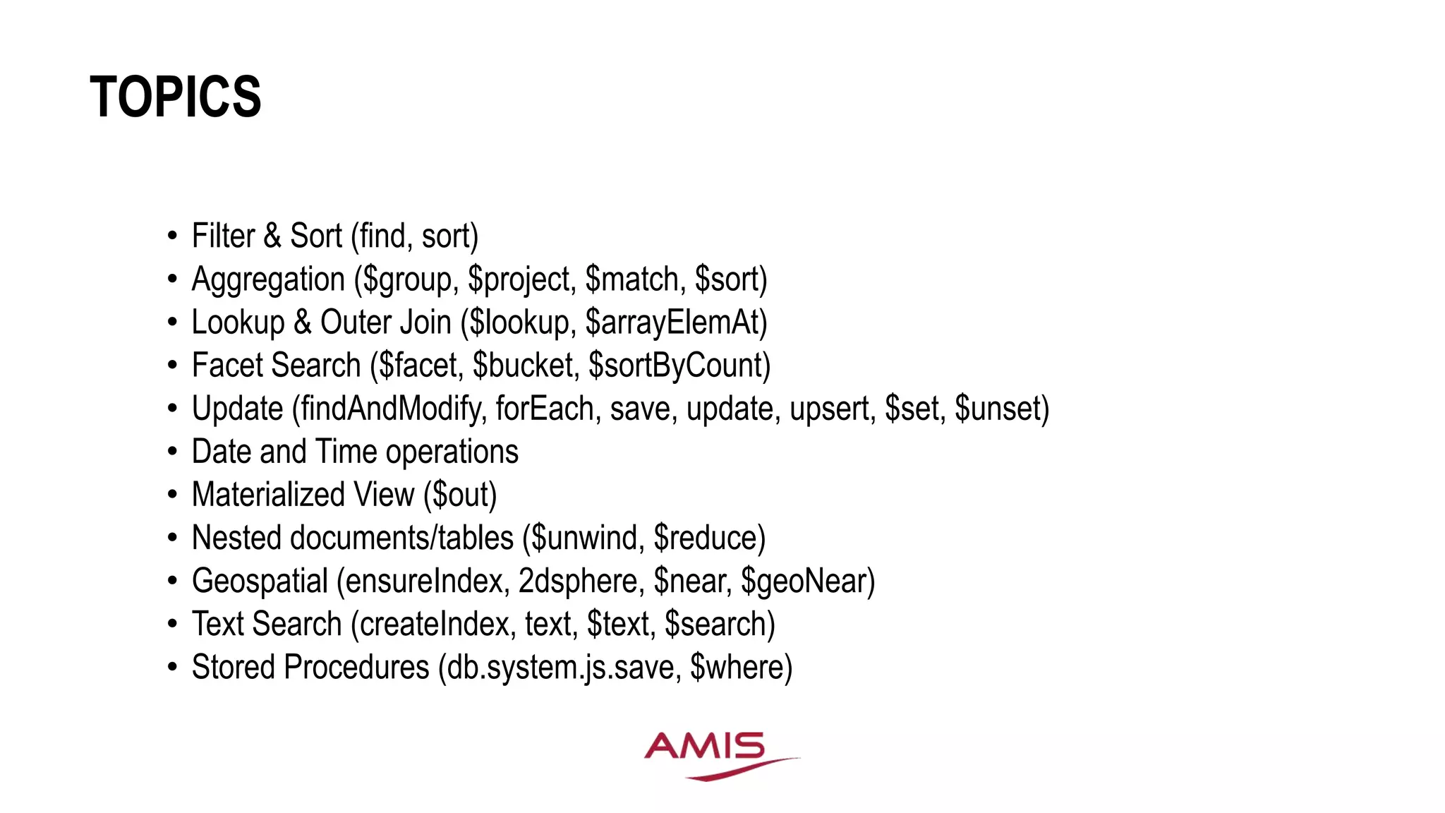 Comparing 30 Mongodb Operations With Oracle Sql Statements Ppt