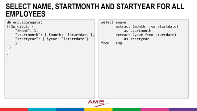 Comparing 30 MongoDB operations with Oracle SQL statements | PPT