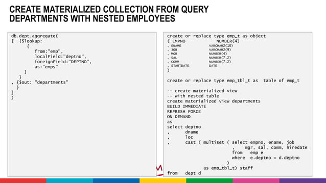 Comparing 30 MongoDB operations with Oracle SQL statements | PPT