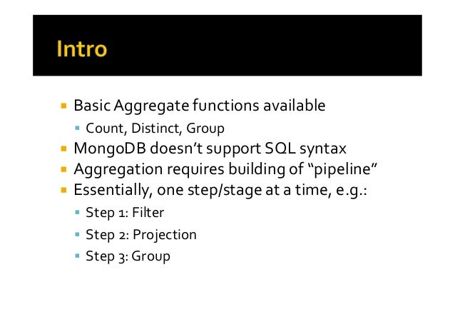 Mongodb Aggregation Pipeline Mongodb Aggregation Pipeline