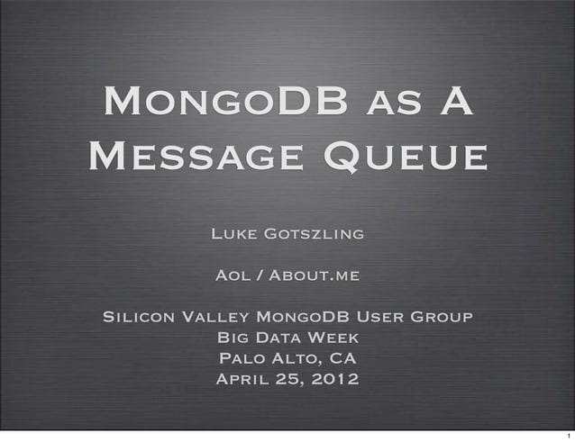 MongoDB as Message Queue | PPT